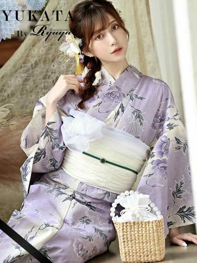 浴衣 セット レディース 浴衣レディース レディース浴衣 ゆかた 帯 下駄 キャバ浴衣 キャバ 夏祭り 花火大会 Ryuyu 紫