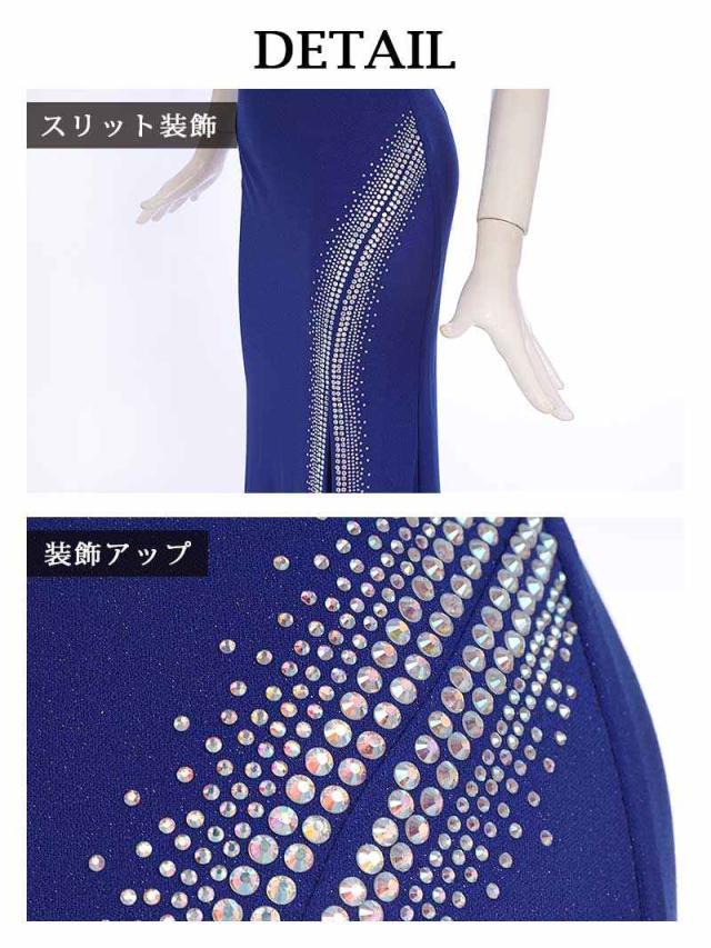 ロングドレス Belsia ラメ スリット オーロラビジュー 華奢魅せ