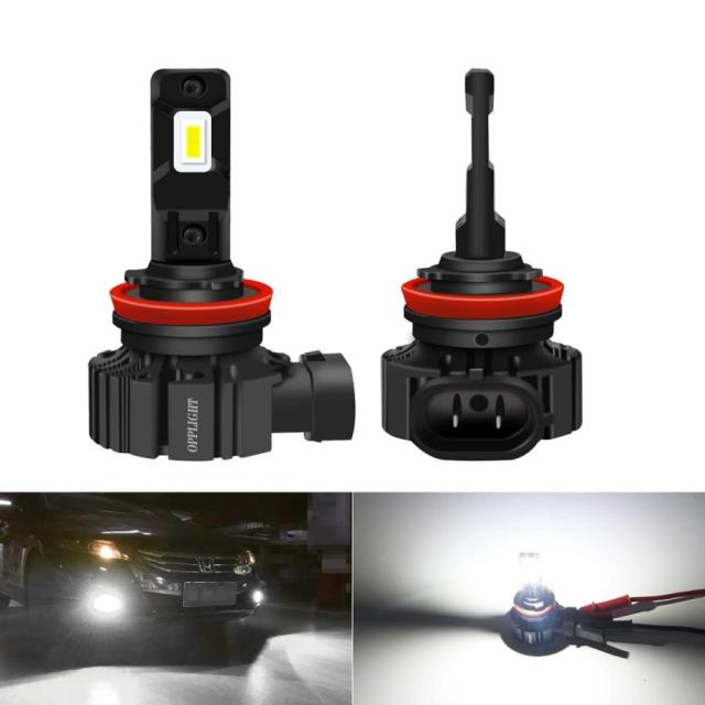 OPPLIGHT H11 LED フォグランプ 6000K 車検対応 H16 H9 H8 兼用 H11 ヘッドライト用も可能 角度調整12V車/24V車用 LEDバルブ (H16/H11/H9 ...