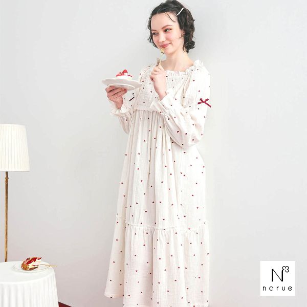 ナルエー パジャマ シュークリームガーゼRプティーハートドレス ルームウェア ネグリジェ NARUE 送料無料