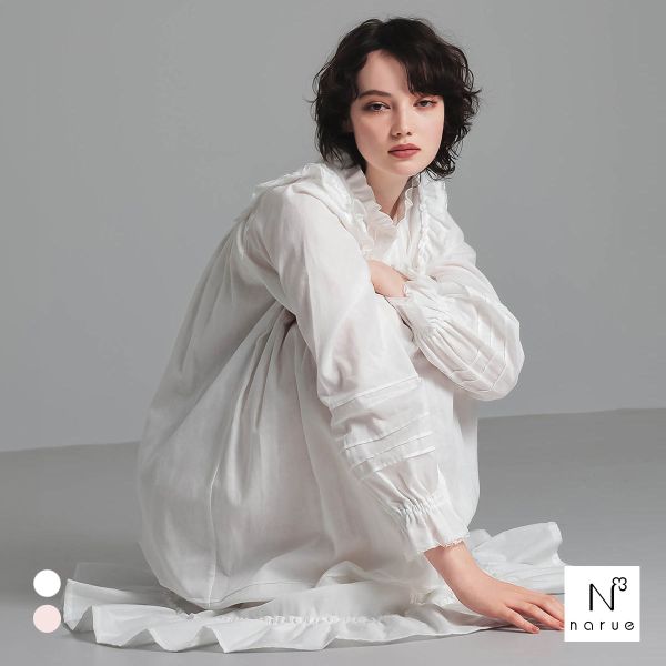 ナルエー NARUE パジャマ 50/ダブルガーゼクラシカルナイトドレス ワンピース ドレス 綿100％ ネグリジェ moontan by Narue 送料無料