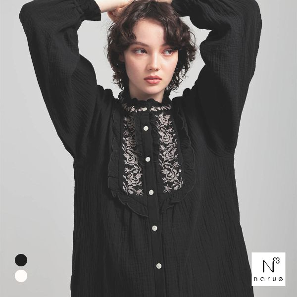 ナルエー パジャマ シュークリームガーゼRアンティーク刺繍ワンピース ルームウェア ワンピース ネグリジェ NARUE 送料無料