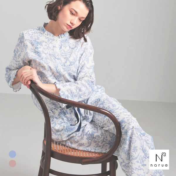 ナルエー パジャマ コットンダブルガーゼトワルドジュイフリルパジャマ セットアップ 上下セット ルームウェア Narue 送料無料