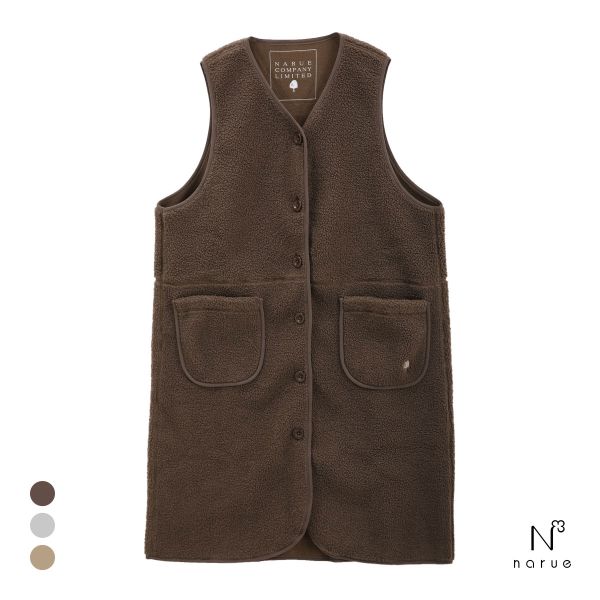 ナルエー パジャマ プードルフリースジャンパースカート ロングジレ Vネック ルームウェア ノースリーブ NARUE 送料無料