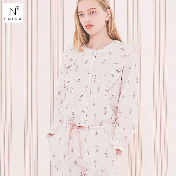 ナルエー パジャマ 裏綿接結(綿入り)くるみ割り人形フリルパジャマ ルームウェア セットアップ 上下セット 長袖 NARUE 送料無料
