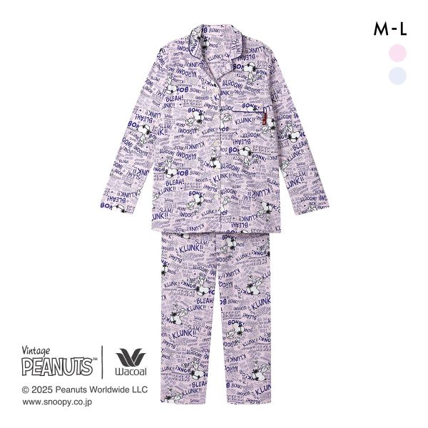 ワコール PEANUTS×ワコール シャツパジャマ 長袖 上下セット 綿100％ レディース Wacoal リラックス＆スリープ 20%OFF 送料無料