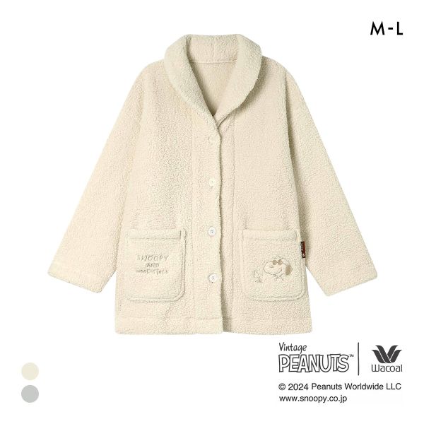 10％OFF【送料無料】 ワコール リラックス＆スリープ PEANUTS×ワコール スヌーピー ローブ 長袖 パジャマ ルームウェア 羽織 ボア Wacoa