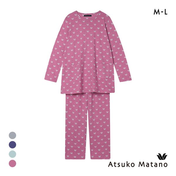 ワコール Wacoal マタノアツコ ATSUKO MATANO ねこ 長袖 パジャマ 上下セット ルームウェア 綿100％ レディース 15%OFF 送料無料