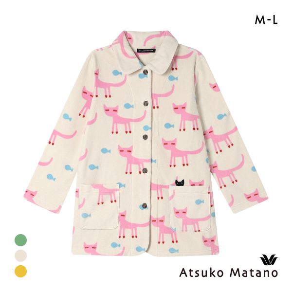 ワコール マタノアツコ フリース ローブ 長袖 羽織り ねこ ルームウェア パジャマ レディース Wacoal ATSUKO MATANO 15%OFF 送料無料