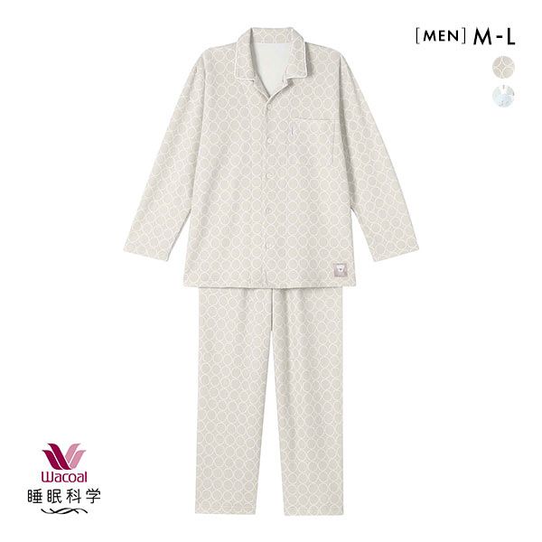 ワコール 睡眠科学 メンズ シャツパジャマ 長袖 上下セット あったか SOU・SOU柄 Wacoal 15%OFF 送料無料
