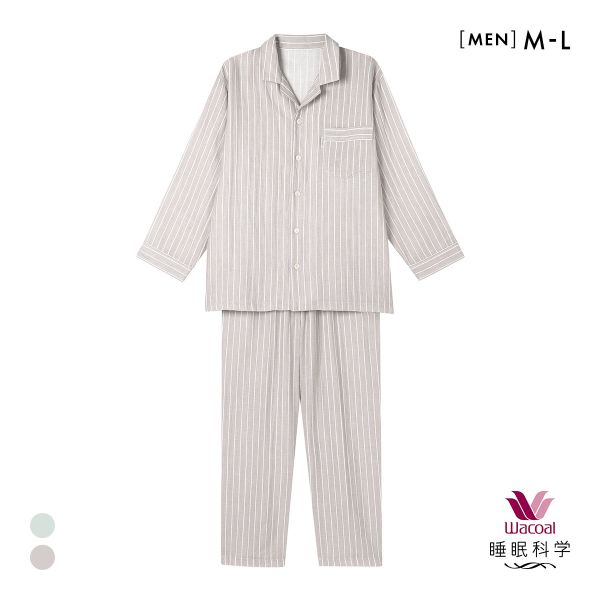 ワコール Wacoal 睡眠科学 紳士用 二重ガーゼ シャツパジャマ 前開き 綿100％ メンズ 10%OFF 送料無料