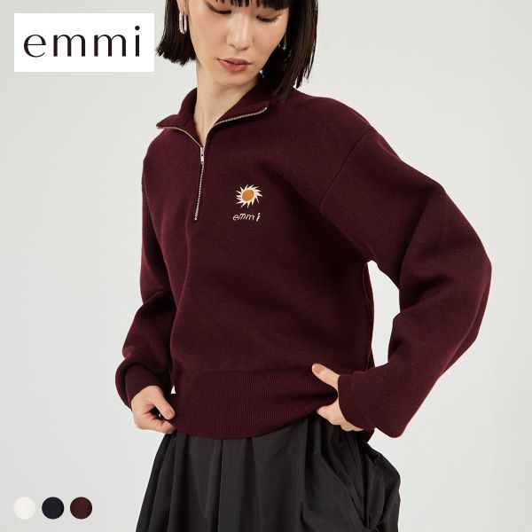【送料無料】 エミ Global warming ハーフジップニットトップス emmi