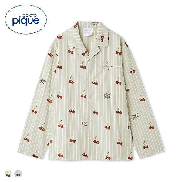 【送料無料】 ジェラートピケ ユニセックス チェリー柄シャツ ジェラピケ ルームウェア gelato pique UNISEX