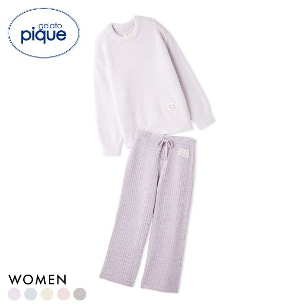 ジェラートピケ レディース カラフルパウダープルオーバー＆ベビモコリブロングパンツセット ジェラピケ パジャマ gelato p 送料無料