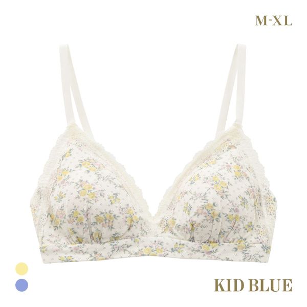 ブラジャー キッドブルー ピンドットフラワー ノンワイヤー ソフト 三角ブラ ブラレット 大きいサイズ KID BLUE 下着 レディース 送料無料