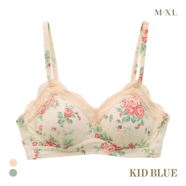 ブラジャー キッドブルー 25オータムローズ ノンワイヤー ソフト 三角ブラ ブラレット 大きいサイズ KID BLUE 下着 レディース 送料無料