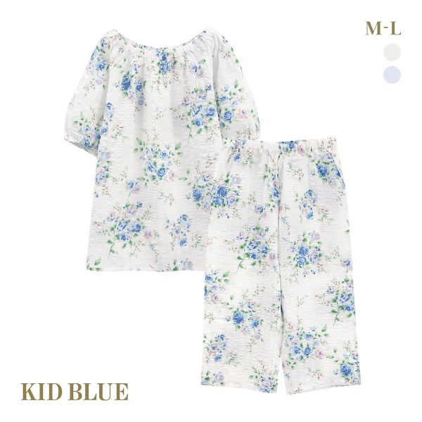 キッドブルー ジャスミンローズN 半袖 ルームウェア 8分丈 上下セット パジャマ KID BLUE 送料無料