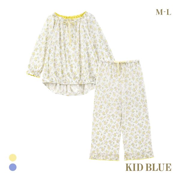 キッドブルー ピンドットフラワーN ルームウェア 8分袖 8分丈 上下セット パジャマ KID BLUE 送料無料