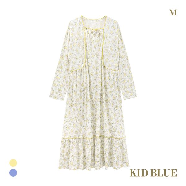 キッドブルー ピンドットフラワーN 長袖 ワンピース ルームウェア パジャマ KID BLUE 送料無料