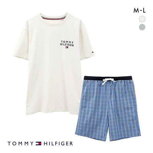 トミー・ヒルフィガー   SS WOVEN PJ SET DRAWSTRING 半袖Tシャツ/ショートパンツセット メンズ ラウ 20%OFF 送料無料
