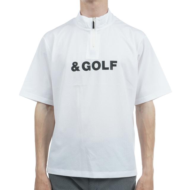 アンパスィ　and per se & GOLF　ストレッチ シャークドビー ハーフジップ半袖Tシャツ