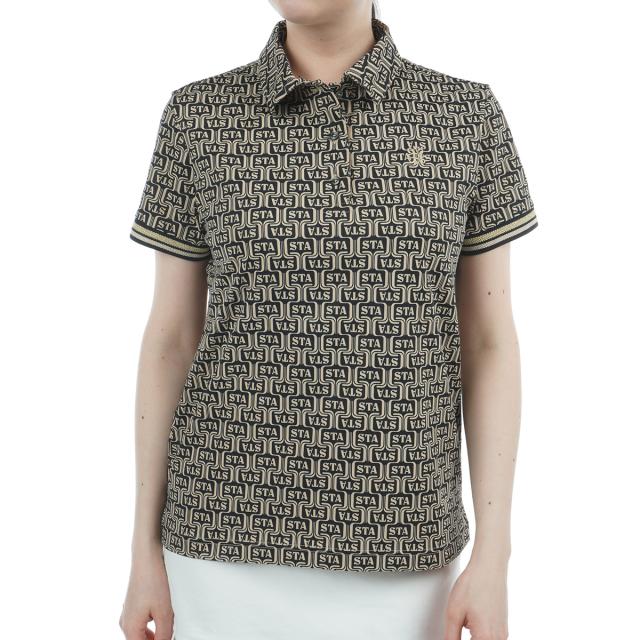 セント・アンドリュース　St ANDREWS　ドビーメッシュ ニューウェーブ柄半袖ポロシャツ　レディス