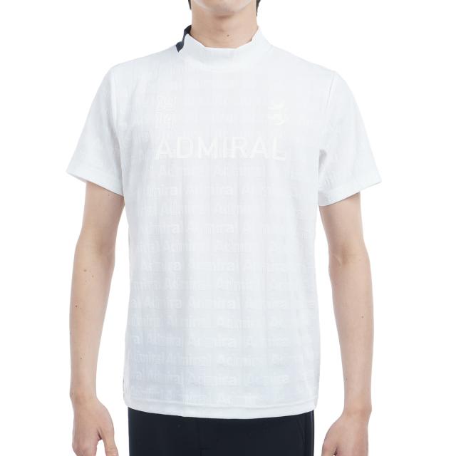 アドミラル　Admiral　ストレッチ ストライプジャカード モックネック半袖シャツ