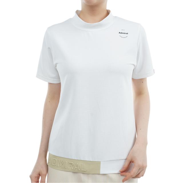 アドミラル　Admiral　ストレッチ ミニワッフル エンボスロゴ 半袖モックシャツ　レディス