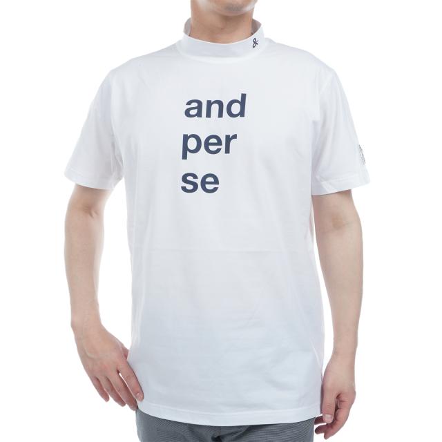 アンパスィ　and per se　ストレッチ リファインドライ モックネック半袖シャツ