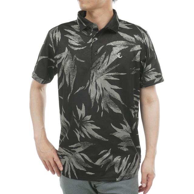 キャロウェイゴルフ　CALLAWAY RED LABEL　ストレッチ LEAFプリント半袖ポロシャツ