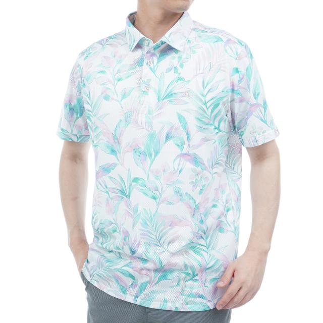 キャロウェイゴルフ　CALLAWAY RED LABEL　かざあなボタニカルフラワープリントメッシュ鹿の子半袖ポロシャツ