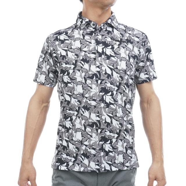 ルコックスポルティフ ゴルフ　Le coq sportif GOLF　RIJOUME ストレッチフォーサー リーフ柄 半袖ポロシャツ