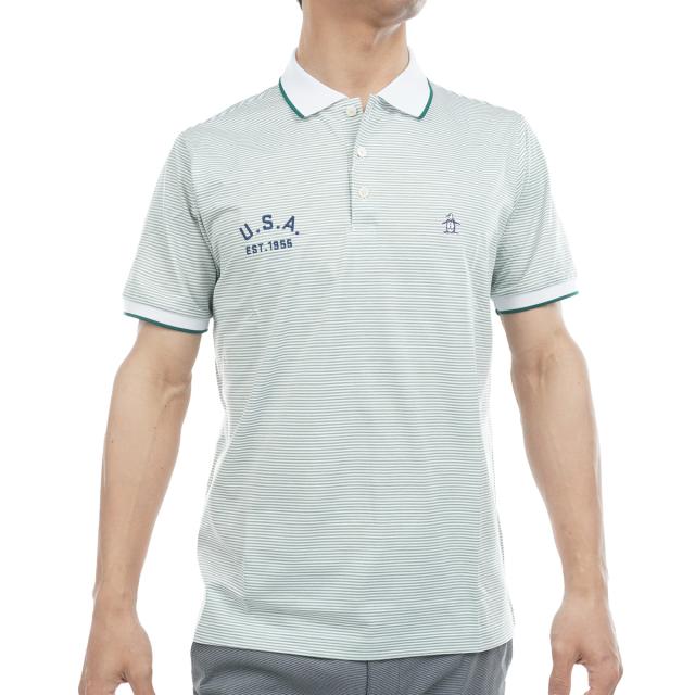 マンシングウェア　Munsingwear　SEASON ハイゲージ鹿の子ボーダー半袖ポロシャツ