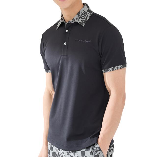 ジュン アンド ロペ　JUN & ROPE　チェッカージャカード衿 半袖ポロシャツ