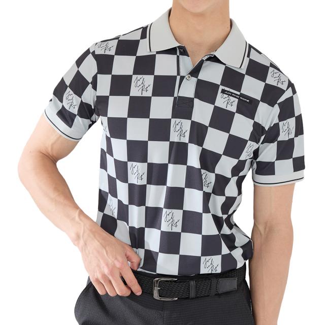 ジュン アンド ロペ　JUN & ROPE　チェッカープリント 半袖ポロシャツ