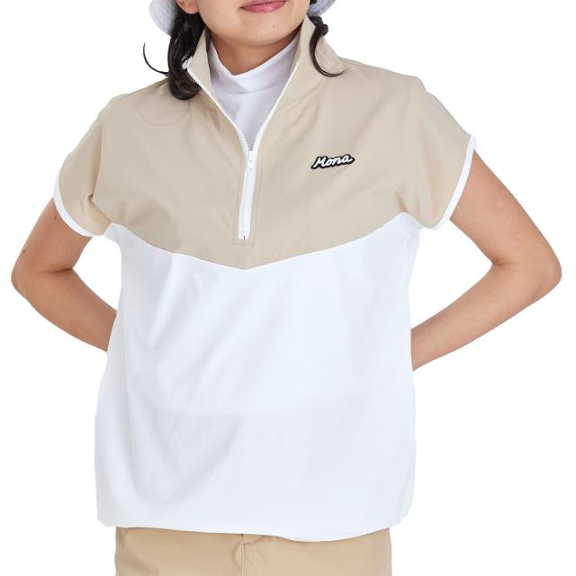 デルソルゴルフ　DELSOL GOLF　バイカラー フレンチスリーブプルオーバー　レディス