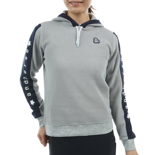 アンパスィ　and per se　ストレッチ エアレーテックメッシュ フーディープルオーバー　レディス