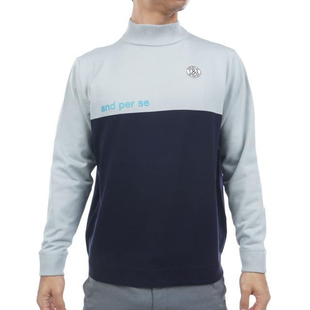 アンパスィ　and per se　ストレッチ ウインドシャッター袖防風ハイネックセーター