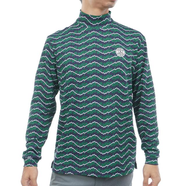 アンパスィ　and per se　ストレッチ ショットスムーザープリント長袖モックネックシャツ