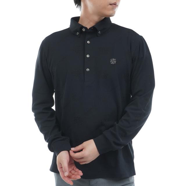 セント・アンドリュース　St ANDREWS　ロゴケルトジャカード長袖ポロシャツ