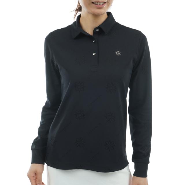 セント・アンドリュース　St ANDREWS　ロゴケルトジャカード長袖ポロシャツ　レディス