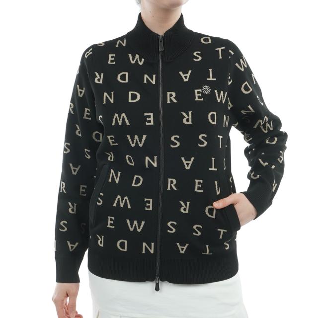 セント・アンドリュース　St ANDREWS　ロゴジャカードフルジップセーター　レディス