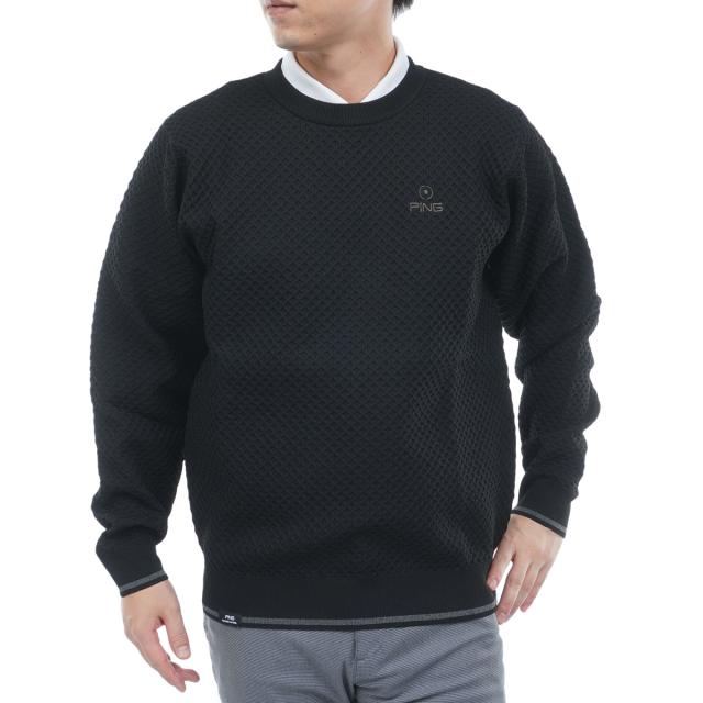 ピン　PING　ハチノス編み ストレッチクルーネックセーター