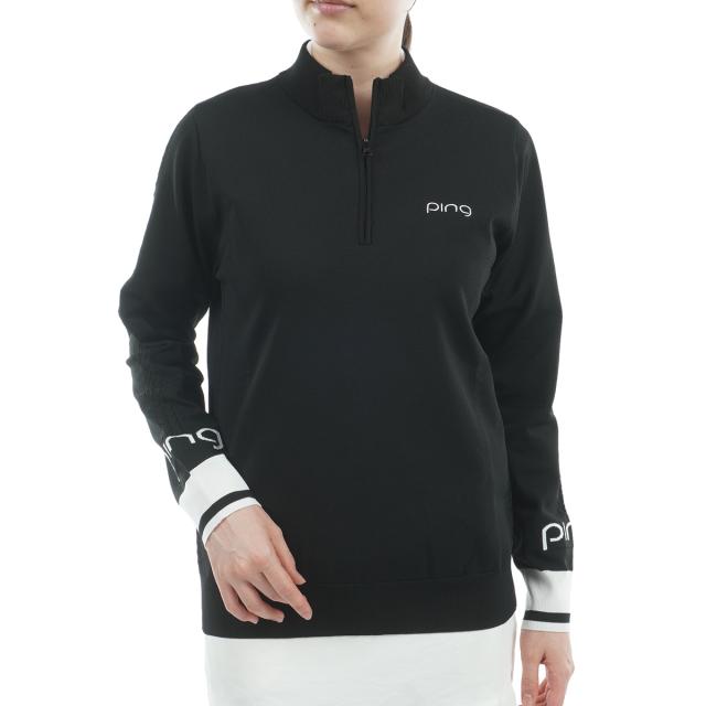 ピン　PING　ハーフジップ 袖ロゴジャカードセーター　レディス