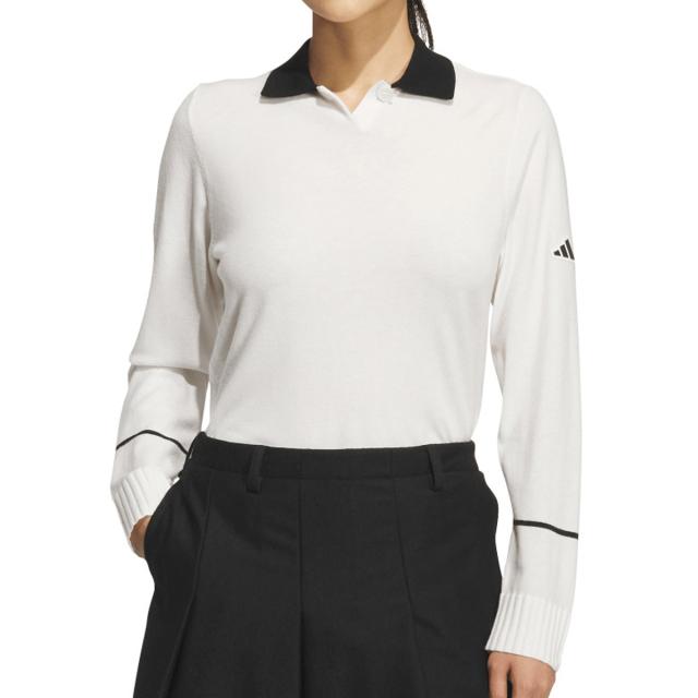 アディダス　Adidas　ニット 長袖ポロシャツ　レディス