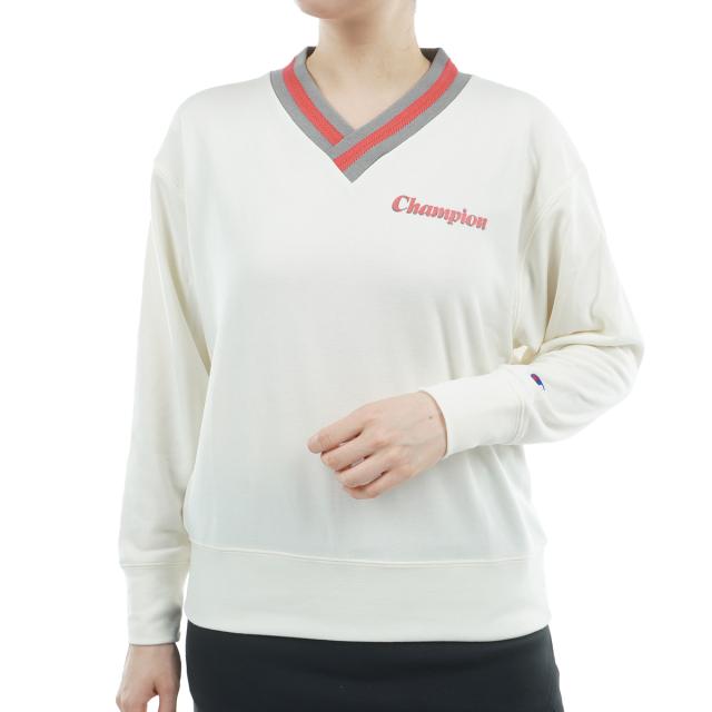 チャンピオンゴルフ　Champion GOLF　ストレッチ 軽量 吸汗速乾 テックウイーブテリー 裏毛Vネックスウェットシャツ　レディス