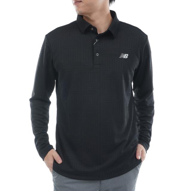 ニューバランス　New Balance　ロゴグレンチェックジャカード 長袖共衿ポロシャツ