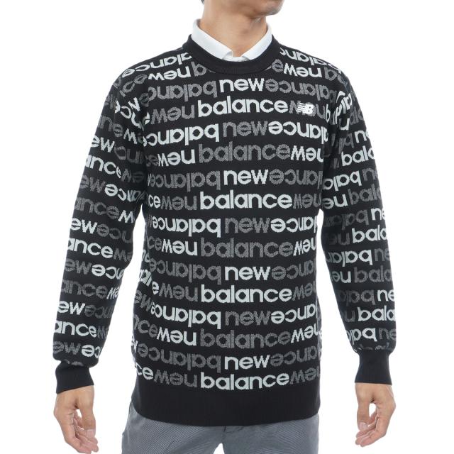 ニューバランス　New Balance　ロゴボーダーダブルジャカード クルーネックニットプルオーバー