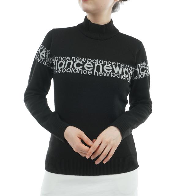 ニューバランス　New Balance　ロゴラインジャカード 天竺編み ハイネック プルオーバーセーター　レディス