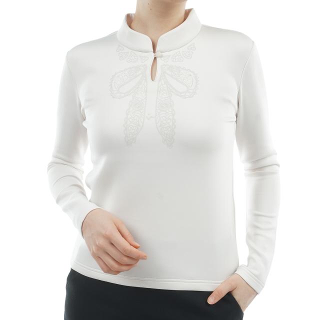 ビバハート　VIVA HEART　トロンプルイユ ボウタイ風モックネックプルオーバー　レディス